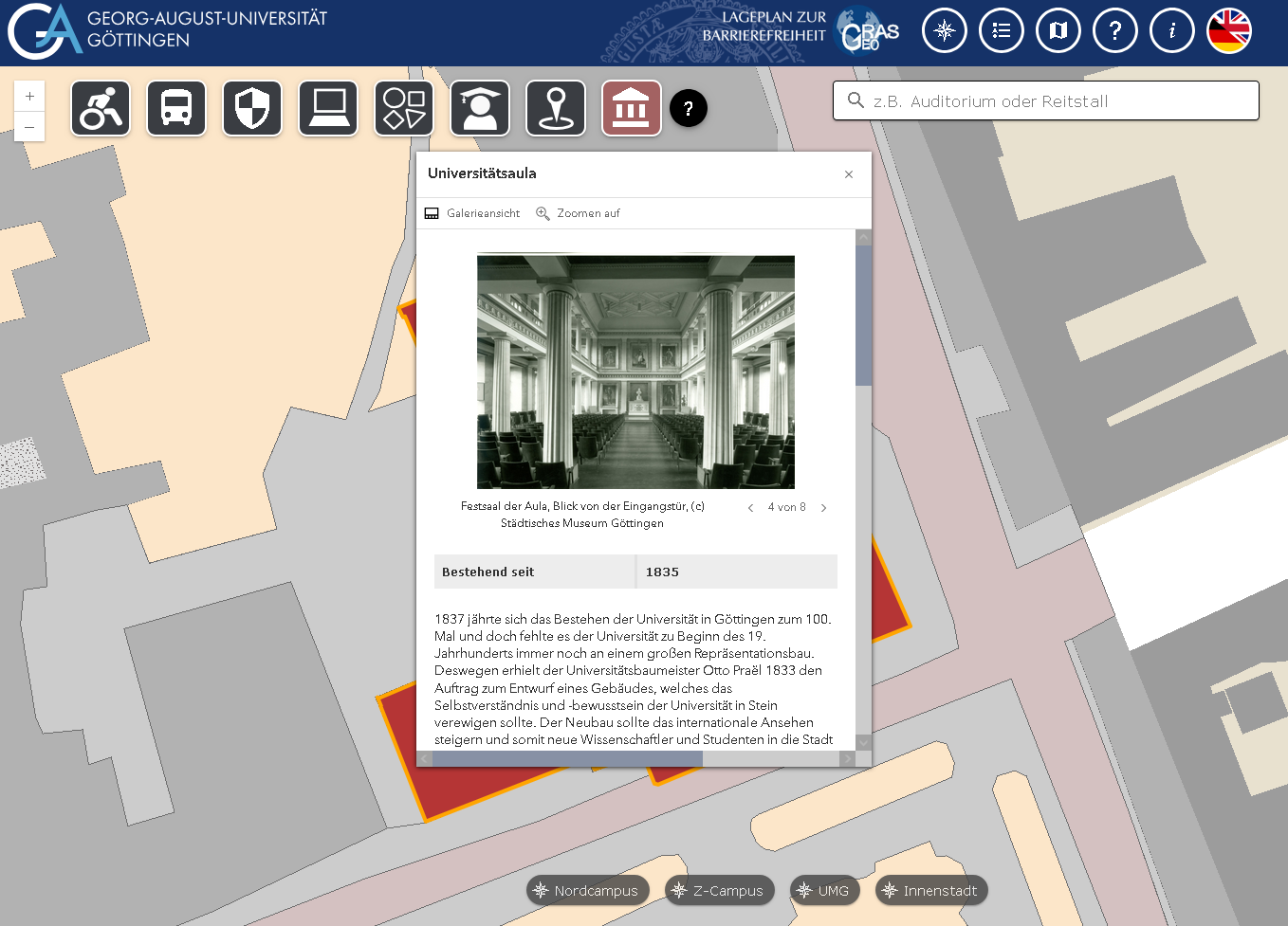 Digitaler Lageplan mit neuen Funktionen / Digital campus map with new ...